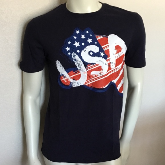 Puma | Shirts | Puma Usa Flag Tshirt Mens Big Cat Blue Small | Poshmark